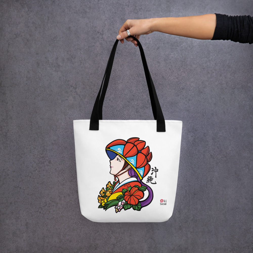 Okinawa Hanagasa Girl Tote bag – Oki Social
